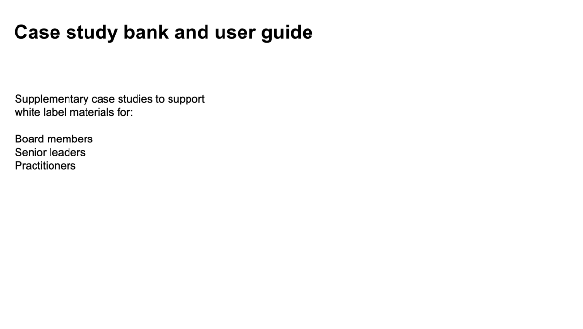 Case study bank and user guide – TNFD